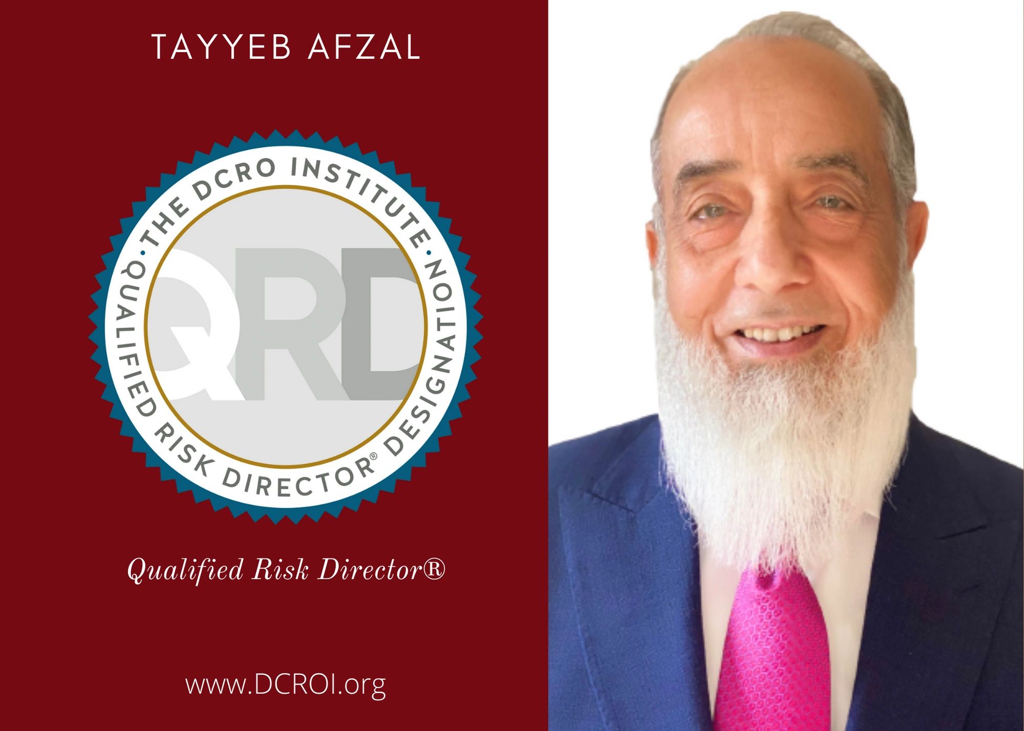 Tayyeb Afzal Named a Qualified Risk Director®